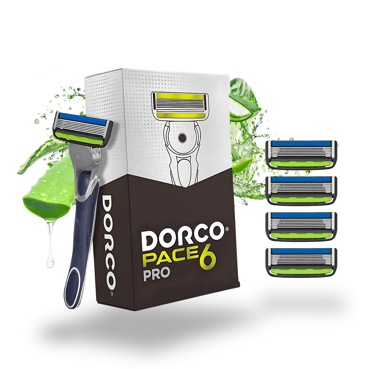 Dorco Pace 6 Pro Handle With 4 Cartridges – dorcoIndia
